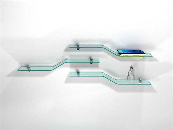 shelf in curved glass Wave