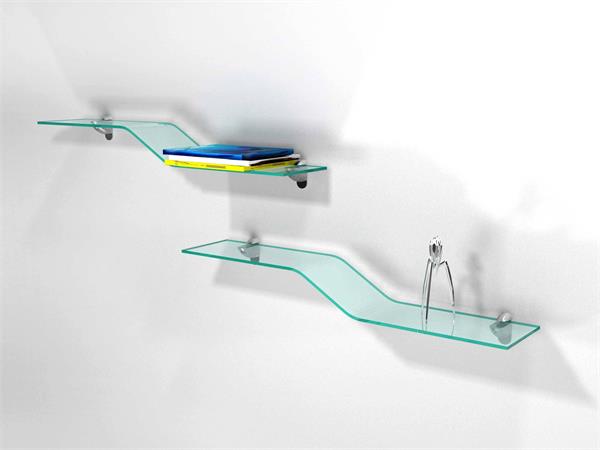 shelf in curved glass Wave