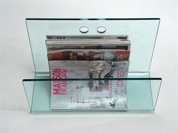 magazine rack in curved glass Newsweek