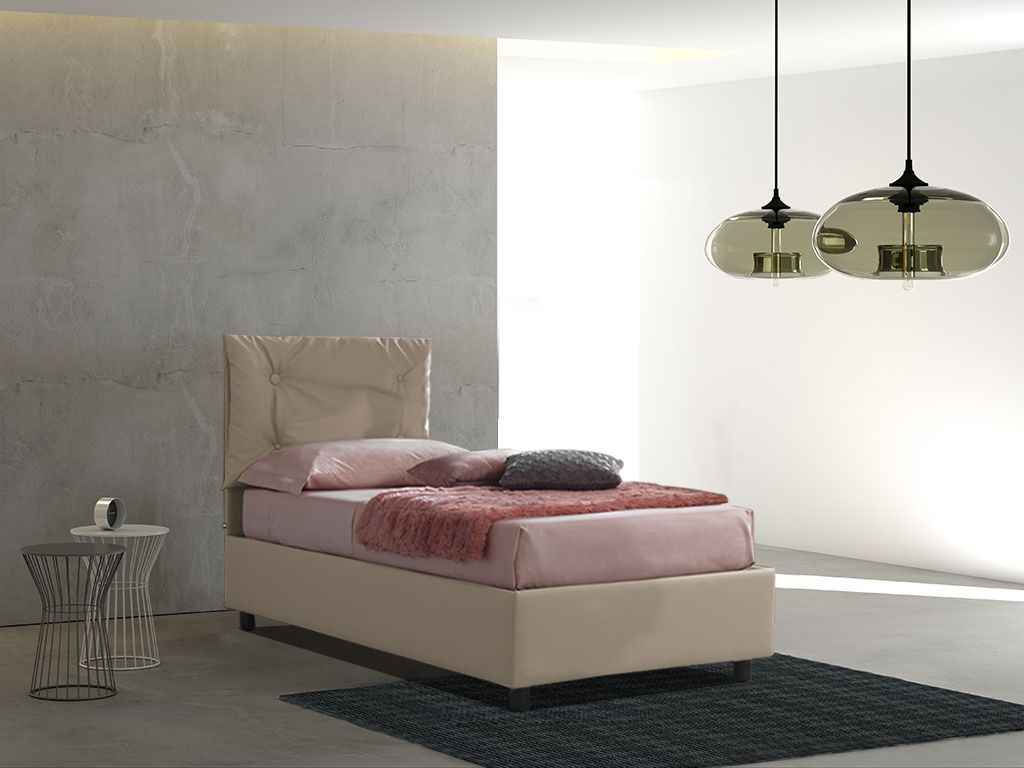 Upholstered - single bed - with fixed base - Vittoria